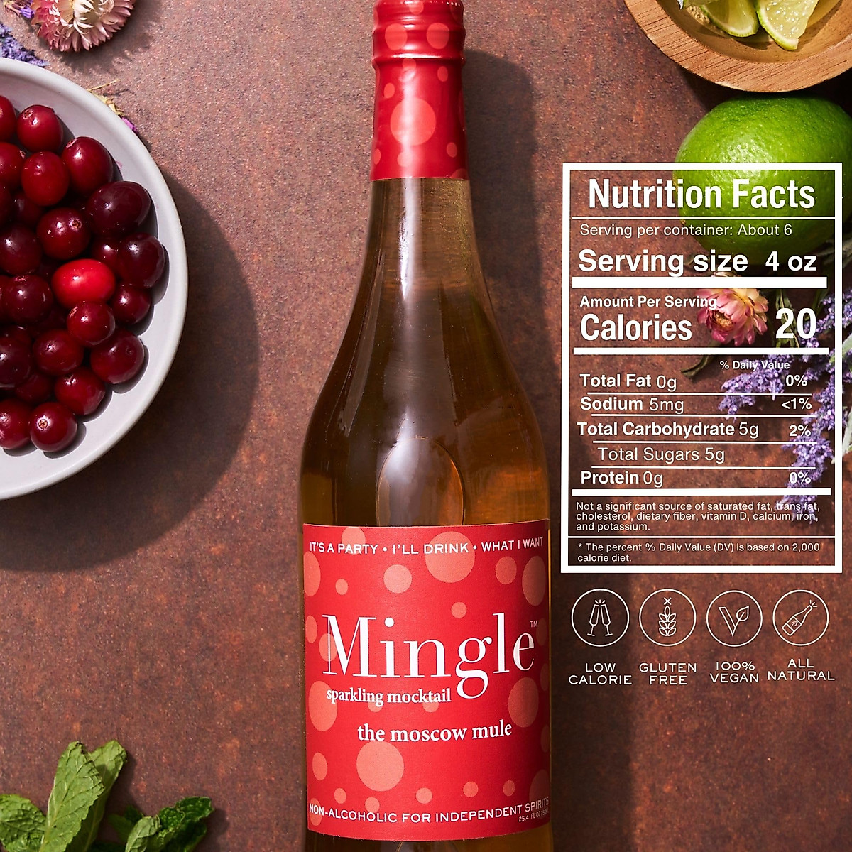 Mingle Mocktails Non Alcoholic Cocktails - 750ml Bottles (Various Flavors, 5 Bottle Pack)