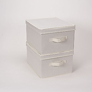 Household Essentials 113 Storage Box with Lid and Handle - Natural Beige Canvas - Large