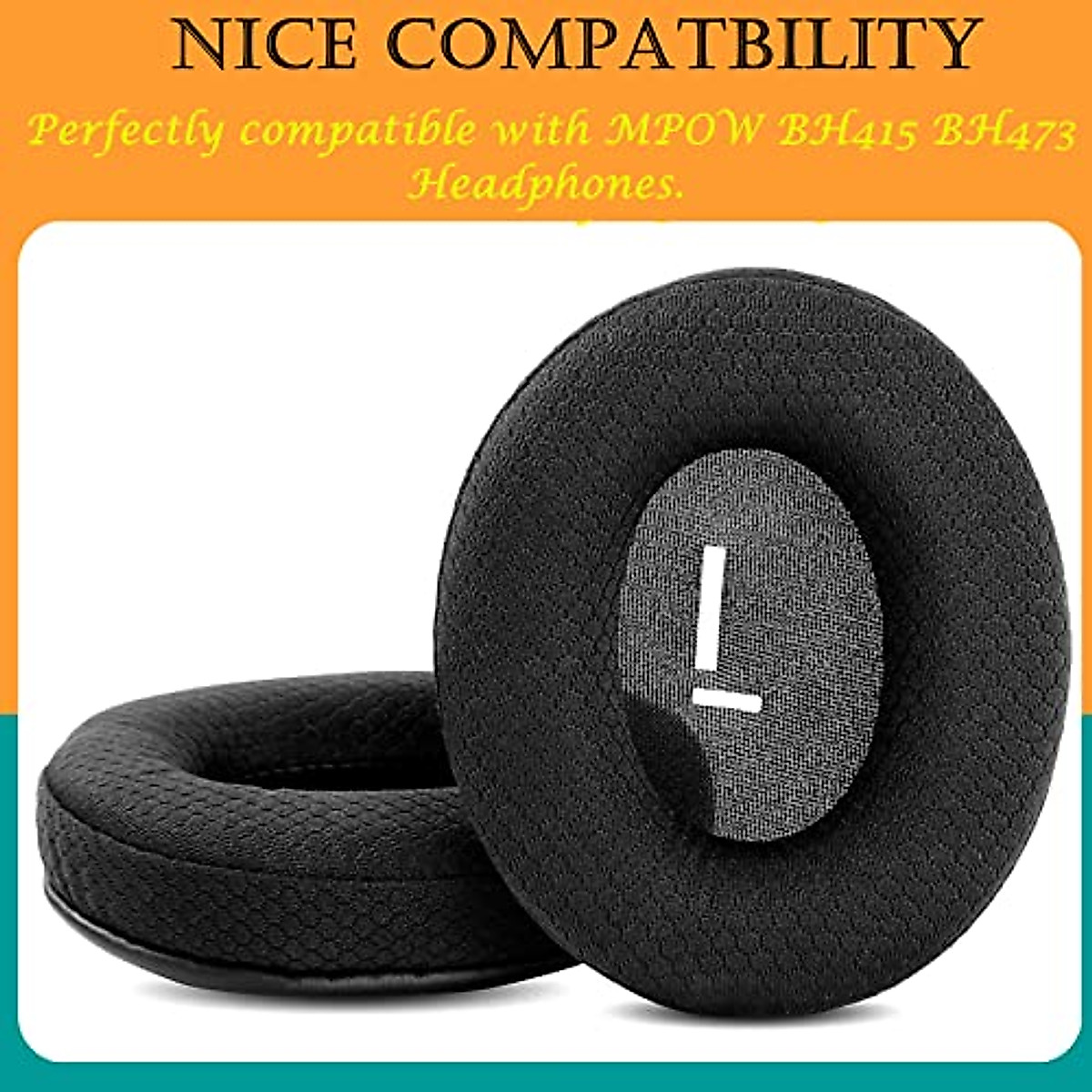 TaiZiChangQin Upgrade Ear Pads Ear Cushions Replacement Compatible with MPOW BH415 BH473 Headphone ( Fabric Earpads Black )