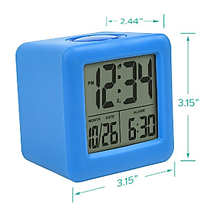 Equity 73005 Blue Soft Cube LCD Alarm Clock with Smart Light