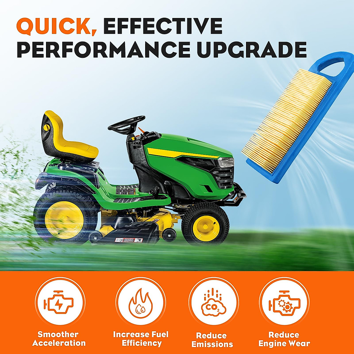 Hipa 698083 697153 Air Filter for John Deere LA115 LA105 L100 Z225 LA110 GY20573 Craftsman LT1000 LT2000 Mower 794422 795115 697015 697634 797008 697776 14-20 HP Intek Engines (3Pack)