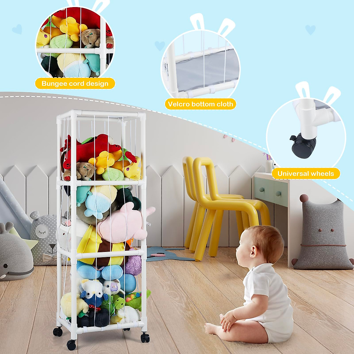 MIDOGAT Large Stuffed Animal Storage Zoo, Stuffed Animal Holder, Stuffed Animal Storage for Playroom, Bedroom, Nursery(Large)