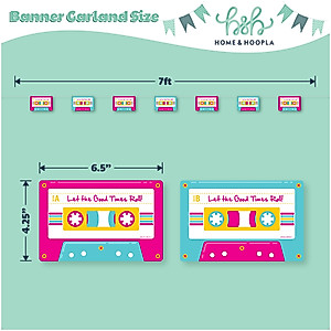 80's Party Supplies - Cassette Tape Banner Garland Decorations, 7 Feet Long (2 Pack)