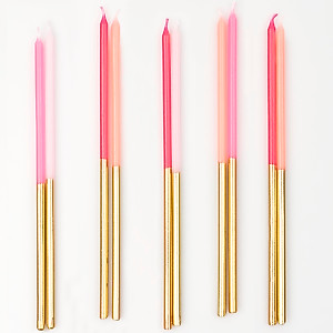 Meri Meri Gold Dipped Birthday Candles for Cake (Pack of 16), 7.25" Tall, Unscented Meri Meri Candles, Gold Birthday Candles