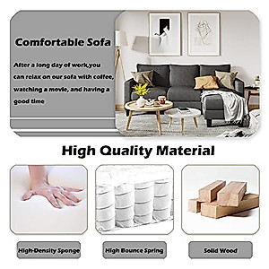 YESHOMY Convertible Sectional 3 L-Shaped Couch Soft Seat with Modern Linen Fabric, Small Space Sofas for Living Room, Apartment and Office, 70'', Charcoal