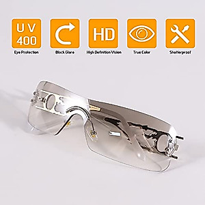 SENMARIES Rimless Y2k Sunglasses For Women Men Rectangle Vintage glasses Fashion Flame Metal Sunglass Frameless Retro Eyewear