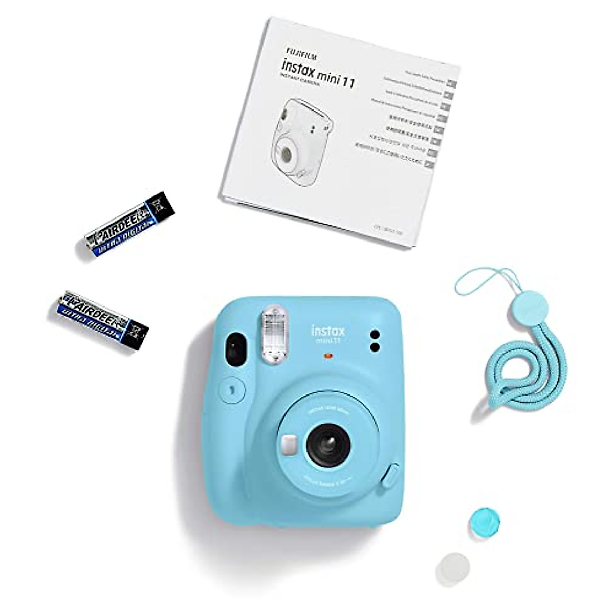 Fujifilm Instax Mini 11 Instant Film Camera with Automatic Exposure and Flash, Polaroid Camera, Fujinon 60mm Lens with Selfie Mirror, Optical Viewfinder - Sky Blue (Renewed)