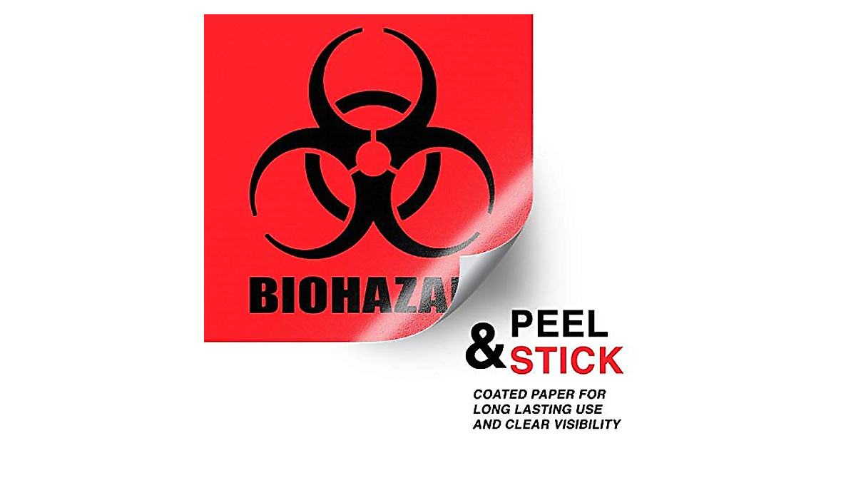 Waterproof Biohazard Stickers - 20 Pack for Safety