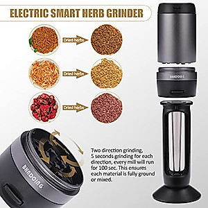 BHNDOING Electric Smart Herb and Spice Grinder, Automatic Smart Grinding and Cone Holder, Grinding Fill Integrated, 500mAh, USB Rechargeable