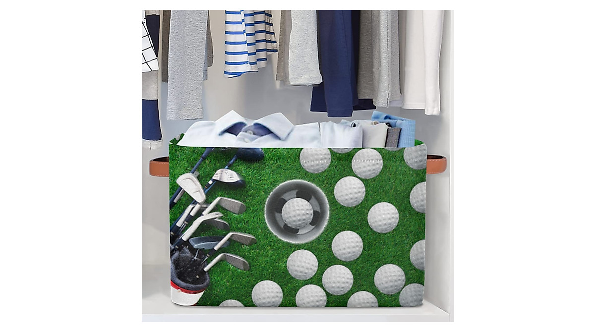 OMFUNS Golf Ball Storage Basket, Sport Golf Ball Foldable Storage Bin ...