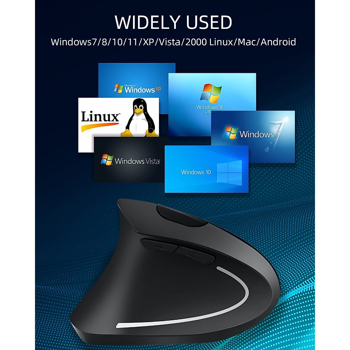 ASOYIOL Left Handed Mouse, Rechargeable Left Vertical Mouse Wireless -2.4G Left Hand Ergonomic Mouse with 6 Buttons Adjustable 800/1200/1600 DPI (Left Hand)