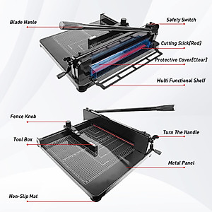 A3 Heavy Duty Paper Cutter, 17"Guillotine Paper Cutter, High-Speed Steel Blade 1.57" Stack Cutting