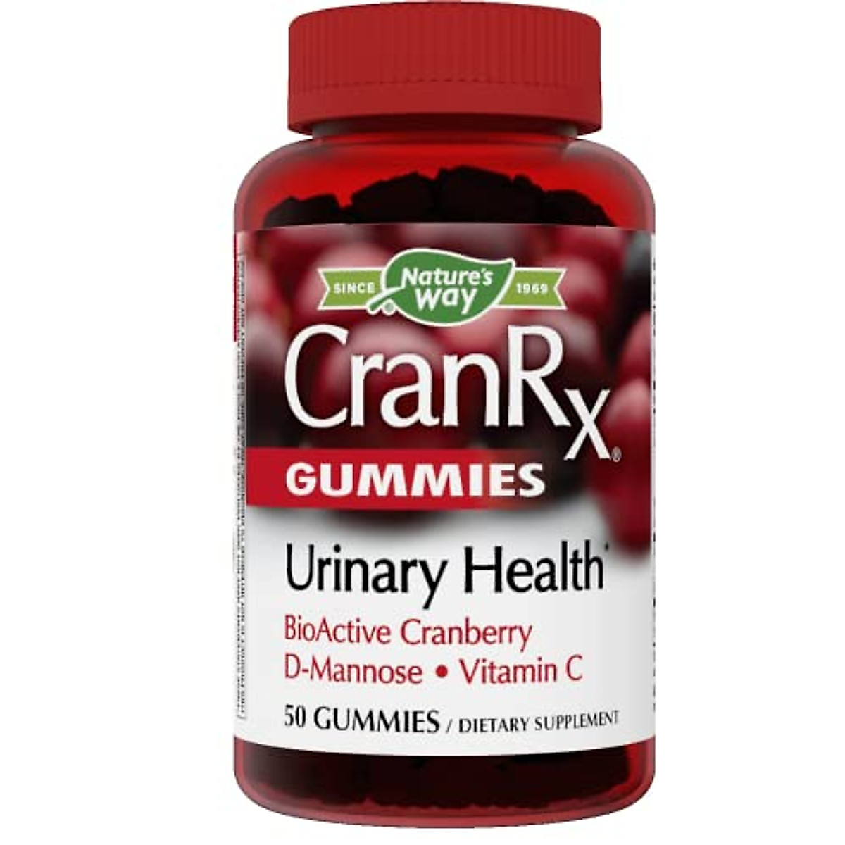 Nature's Way CranRx Gummies Urinary Health* BioActive Cranberry +, D-Mannose +, Vitamin C, 50 Gummies