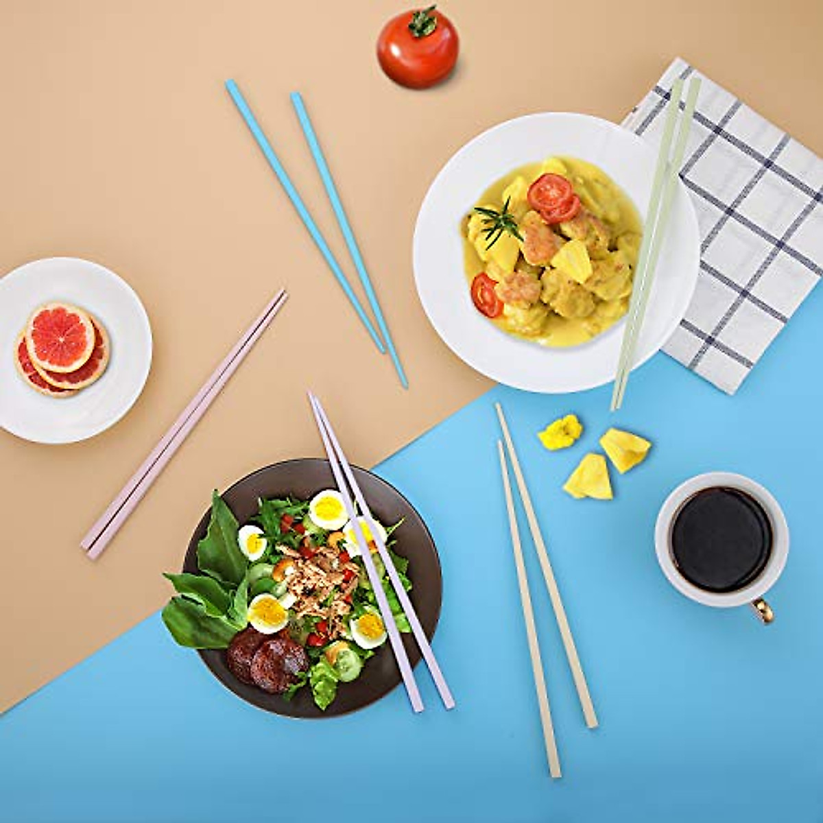 Hiware Reusable Fiberglass Chopsticks Dishwasher Safe, Lightweight, Multicolor - 5 Pairs Gift Set