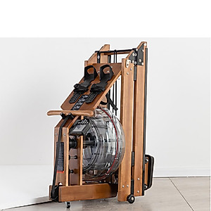 LuusMm Water Resistance Rowing Machine for Home Gym Fitness, Classic Wooden Water Rowing Machine with Monitor for Full Body Exercise Cardio Training,Brown