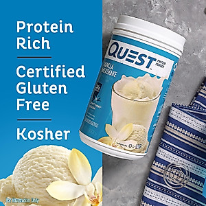 Quest Nutrition Vanilla Milkshake Protein Powder, 24g of Protein, 1g of Sugar, Low Carb, Gluten Free, 1.6 Pound, 23 servings