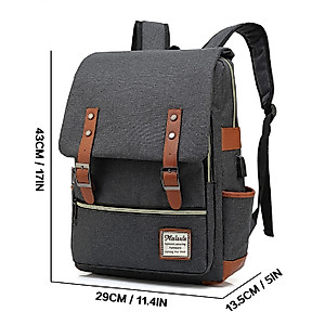 Malaxlx Black Vintage Bookbag for Teen Girls Student, High School USB Laptop Backpack for Women