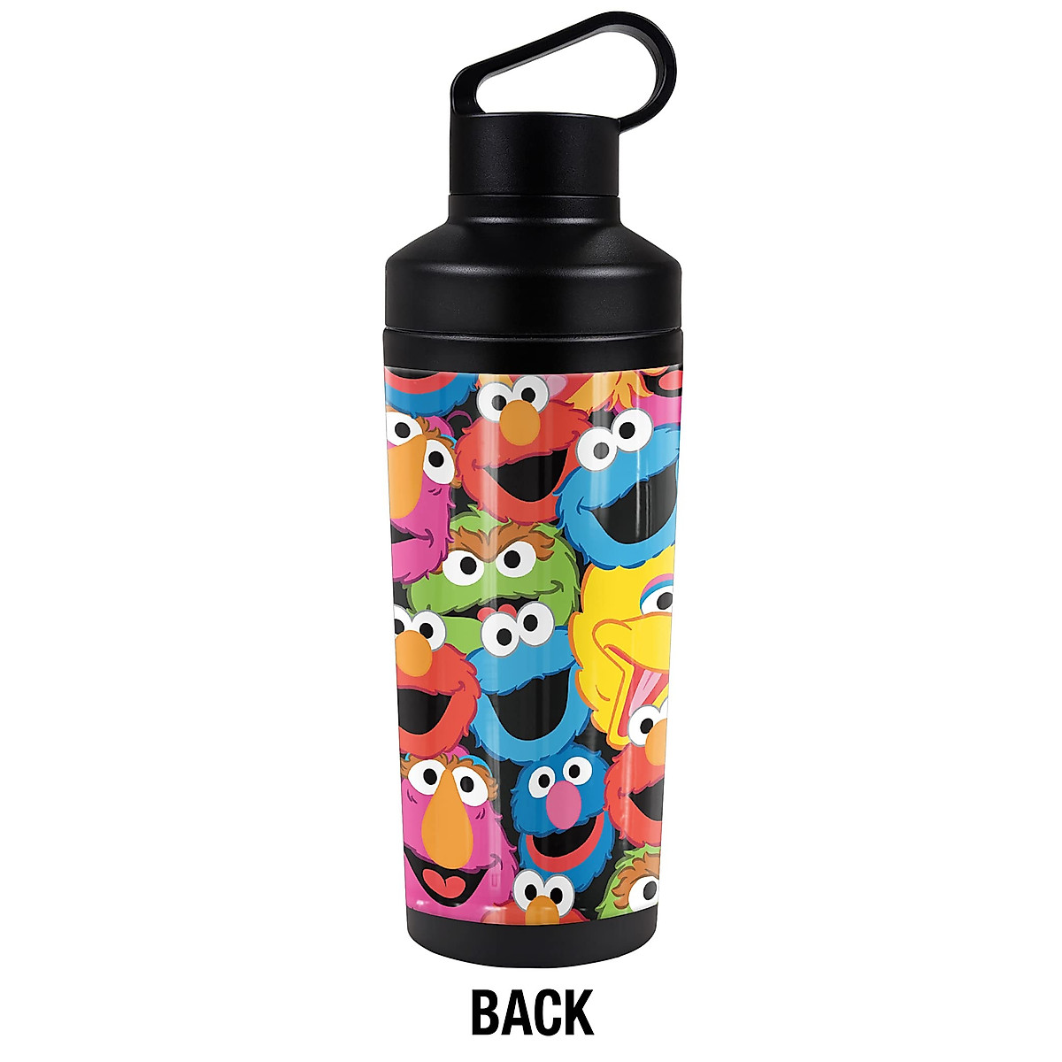 Sesame Street OFFICIAL Character Head Collage 18 oz Insulated Water Bottle, Leak Resistant, Vacuum Insulated Stainless Steel with 2-in-1 Loop Cap