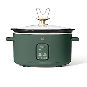 Beautiful 6 Qt Programmable Slow Cooker, 5 Preset Functions, Touch-Activated Display, Dishwasher-Safe, Serves 7, Removable Ceramic Pot, Stainless Steel, Drew Barrymore, Matte Finish