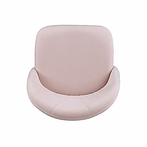 Pemberly Row Upholstered Adjustable Swivel Desk Chair Gold Legs in Blush Pink