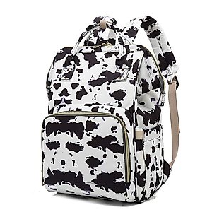 Ruzida Cow Spots Print Diaper Bag Backpack Maternity Baby Changing Bag Large Capacity Backpacks