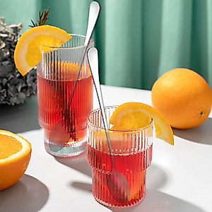 2 PCS Ice Tea Spoons Long Stainless Steel Drink Mixing Spoons Silver Coffee Spoons Long Handle Ice Cream Spoon Cocktail Mixing Spoons for Coffee Dessert Shakes