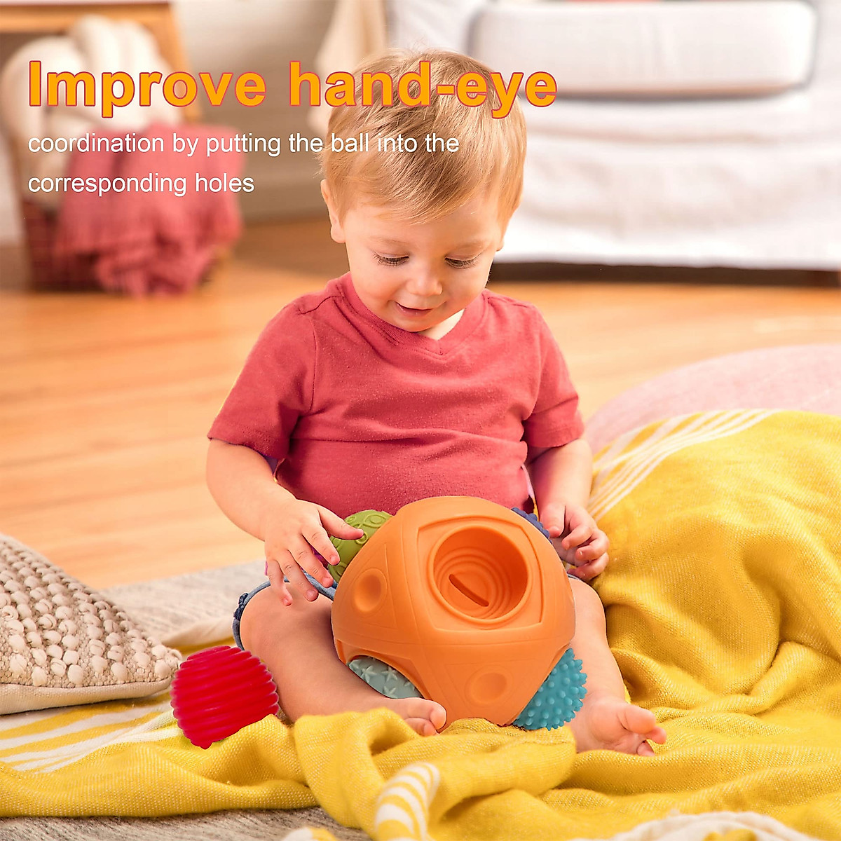 12pcs Package Sensory Ball for Babies 6 to 12 Months, Baby Balls for Toddlers 1-3 Massage Stress Relief, Montessori Educational Toys 6 for Infant Kids