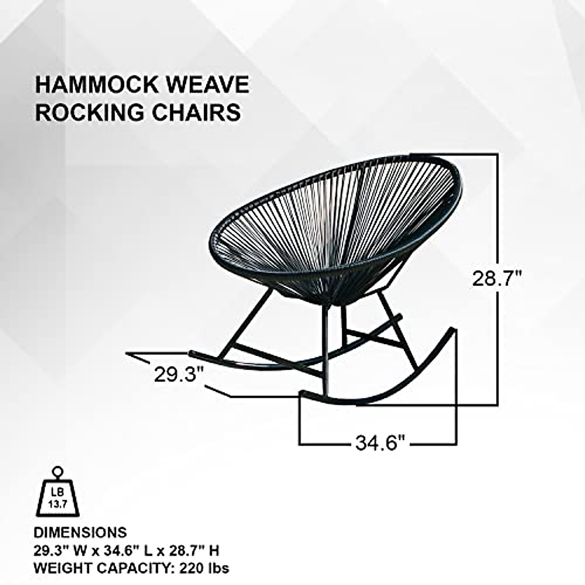 XBrand Hammock Weave Rocking Patio Chair, Black