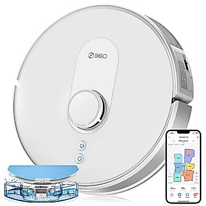 + 360 S8 Robot Vacuum and Mop Cleaner, Customized Smart Mapping, LiDAR Navigation, 2700Pa Strong Suction, Self-Charging Work with Alexa/WiFi/APP, Ideal for Carpet and Pet Hair