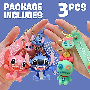 3PCS Murine And Angel Keychain Cartoon Key Chains for Kids Girls Boys Couple Keychain for Keys Backpack Bag Phone Keychain Gift for Birthday Christmas New Year