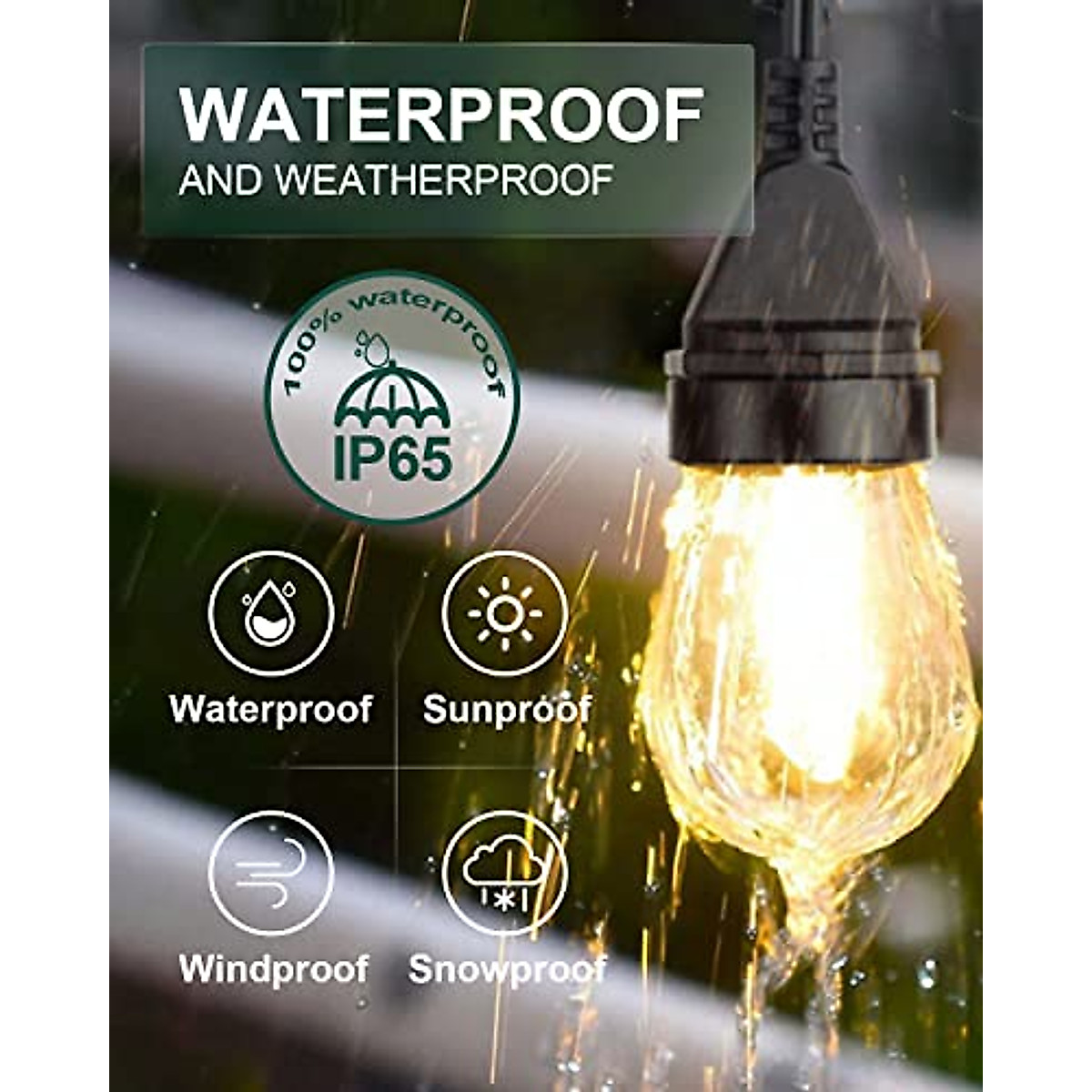 Lightdot 200 FT (2x100FT) Outdoor Dimmable Linkable Heavy Duty Led Light String with 60+4(Replaceable) 1.5W Shatterproof LED Bulbs, Hanging Lights for Cafe Bistro Gazebo Garden Backyard - ETL Listed