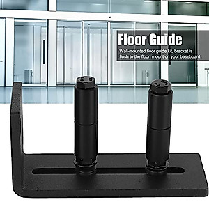 Barn Door Guide Black, Carbon Steel Sliding Barn Door Floor Guide for Bottom Adjustable Roller and Wall Mount System, Smoothly and Quietly 4.1x1.6in