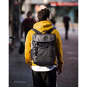 tomtoc Flap Laptop Backpack, Lightweight, Water-Resistant College Travel Casual Daypack, Slim Durable Work-pack Rucksack for 13-16 Inch MacBook Laptop, Large Capacity, 18L, Black