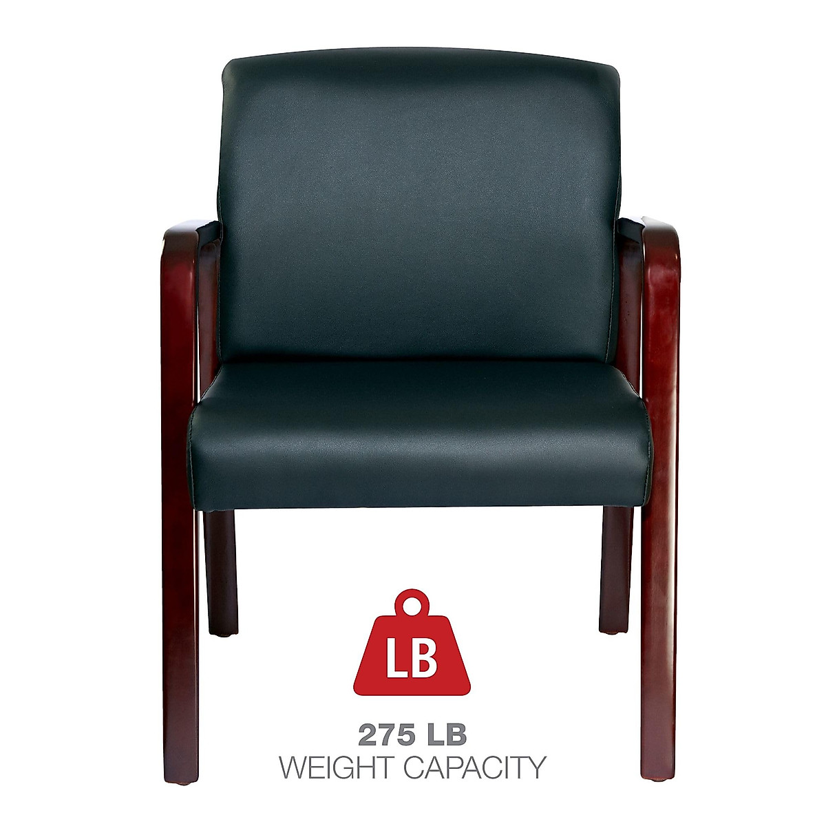 Alera ALERL4319M Alera Reception Lounge Series Guest Chair, Mahogany/black Leather