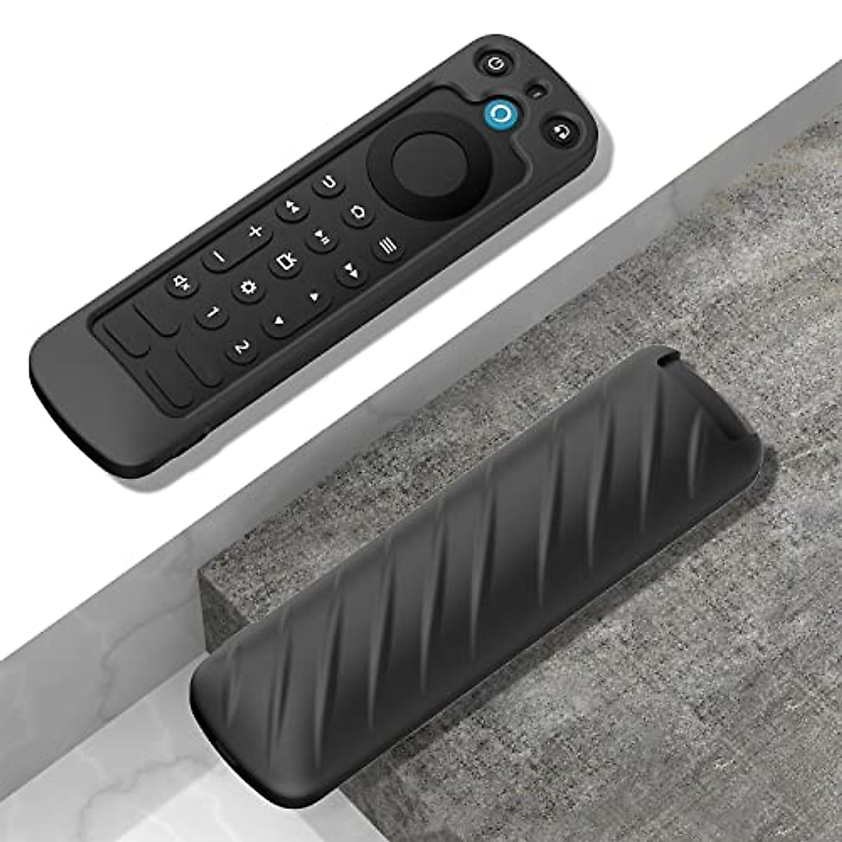 Cover Compatible for Alexa Voice Remote Pro 2022 Case Black Silicone Protective Protector with Lanyard - LEFXMOPHY