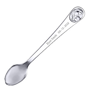 Personalized Baby Feeding Spoon | Custom Engraving Name & Birthdate | Keepsake Gift (Stainless Mother & Baby)