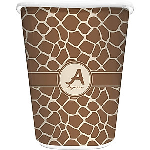RNK Shops Personalized Giraffe Print Waste Basket - Double Sided (White)