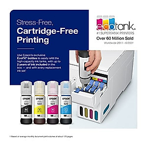 Epson EcoTank ET-2800 Wireless Color All-in-One Cartridge-Free Supertank Printer with Scan and Copy – The Ideal Basic Home Printer - White (Renewed)