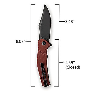 SENCUT Episode Flipper Pocket Knife, 3.48 Inch 9Cr18Mov Folding Knife with Clip Point Blade, EDC Knife with Textured Burgundy G10 Handle, Good for Hunting Camping SA04A