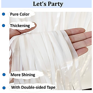 Vanujoy 3 Pack White Plastic Tinsel Fringe Backdrop Curtains 2024 Graduation Party Decoration Party Fringe for Mardi Gras Fiesta Mother & Father's Day Cinco De Mayo Ramadam Patriotic Party Decoration