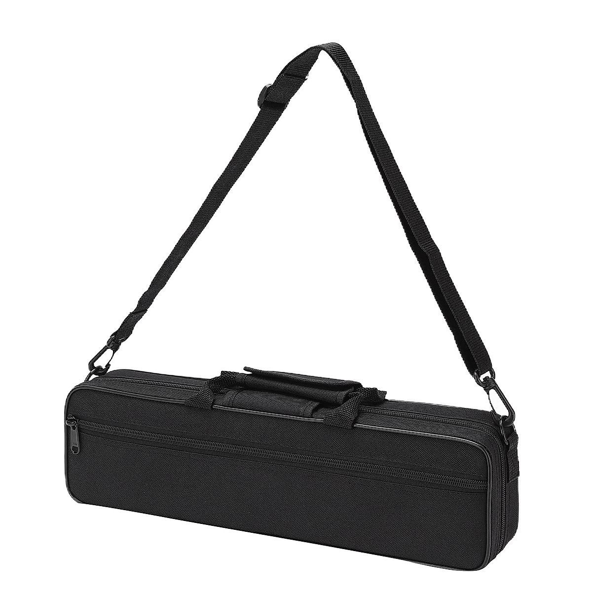 Flute Carry Case with Adjustable Strap and Handle - Padded Instrument Case for 16-Hole Flute - Exterior Pocket (Black)