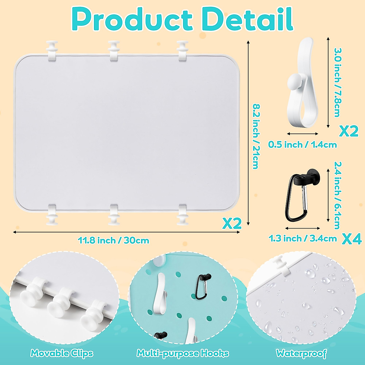 JAPBOR Divider Tray for Beach Bag - 8PCS Beach Bags Accessories Include Divider Trays Compatible, Hook, Key Holder, Insert Charm Organizer Divide Saving Space for Organizing Simple Tote Bag with Holes