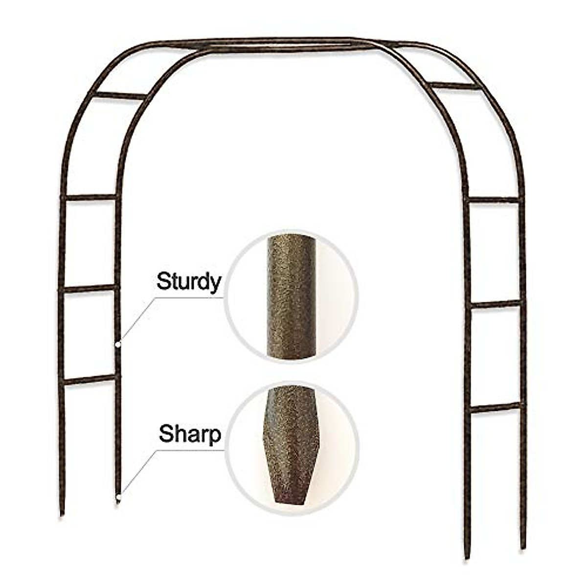 Metal Garden Arch,7.8 Feet High x 5.5 Feet Wide Sturdy Metal Arbor with Sharp Ends for Climbing Vines and Plants,Weddings Quinceaneras Party Decoration