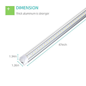 SUERCAI.YO LED Shop Light 4FT, 50W 7000lm Super Bright 6500K, Clear Cover, V-Shape, T8 LED Light Fixture, LED Shop Lights for Garage Workbench Workshop, Plug and Play(2 Pack)