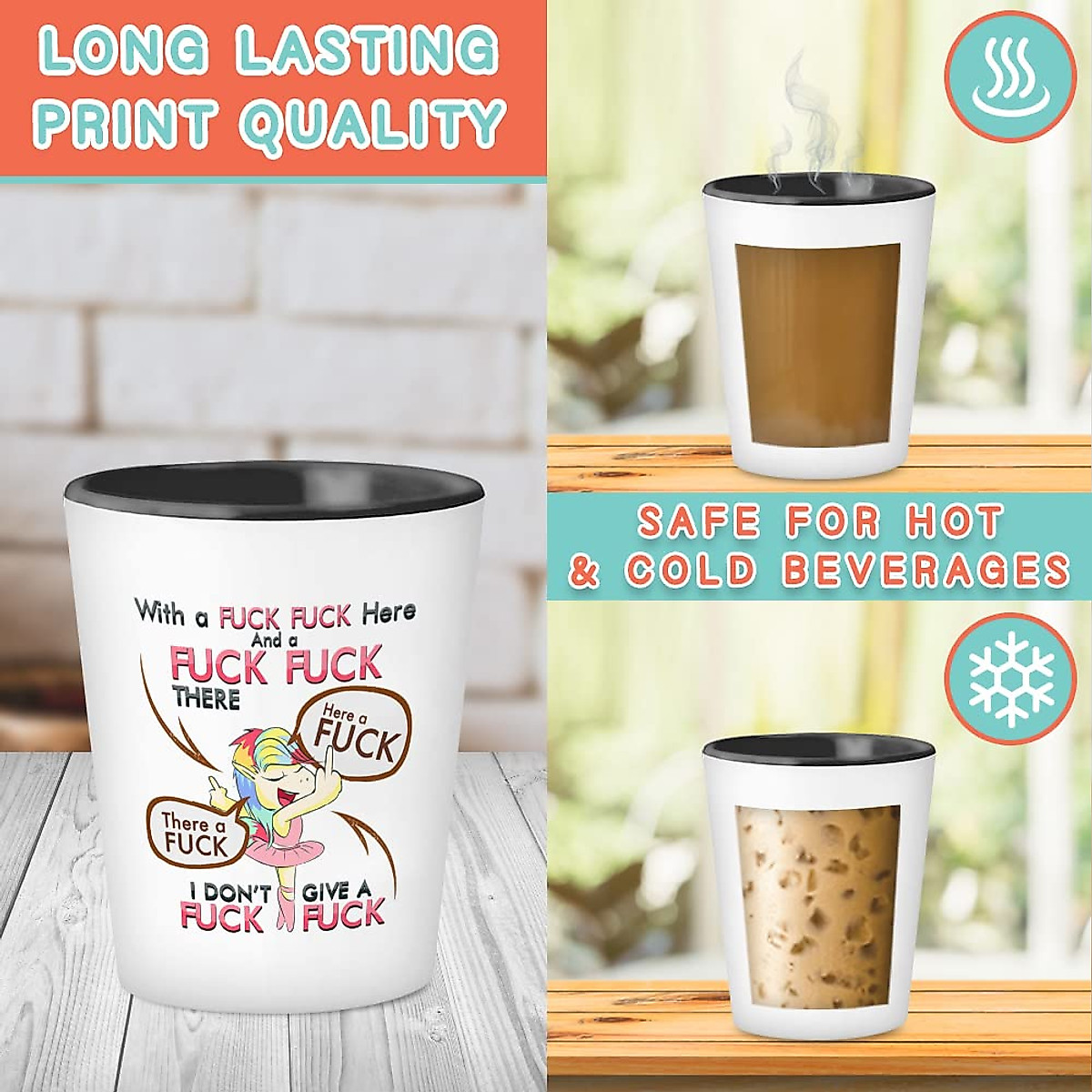 Unicorn Shot Glass 1.5 oz, Witty Funny Rainbow Pegasus Fairy Magical Myth Cute Quirky Sarcasm Saying Magical Horse for Men Women Adult, White