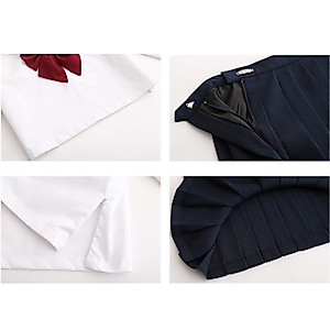 OrFilam school girl outfit kawaii Cute maid outfit Girl JK Uniform Suit, Sailor's Suit. Japanese Student Suit. (Short Sleeves, XS)
