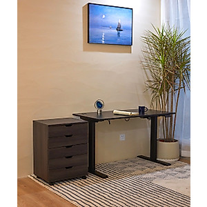 VICLLAX 5 Drawer Unit File Cabinet Under Desk Storage Cart for Home Office with Casters, Dark Walnut(Assemble Needed)