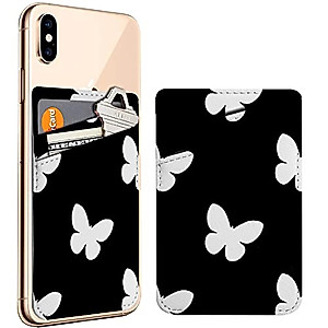 Diascia Pack of 2 - Cellphone Stick on Leather Cardholder ( Butterfly Girls Pattern Pattern ) ID Credit Card Pouch Wallet Pocket Sleeve