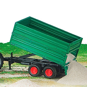 Bruder Toys - Agriculture Realistic Tandemaxle Tipping Trailer with Removeable Top and Compatible with Some Bruder Tractors - Ages 3+