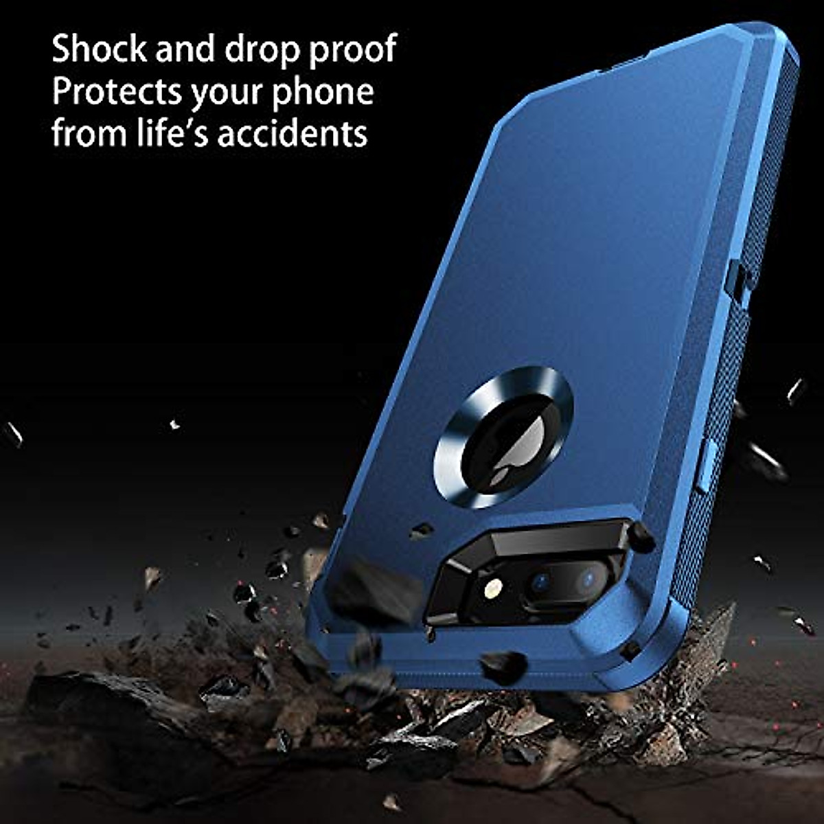RegSun for iPhone 8 Plus,iPhone 7 Plus Case,Built-in Screen Protector, Shockproof 3-Layer Full Body Protection Rugged Heavy Duty High Impact Hard Cover Case for iPhone 8+/7+ 5.5 inch,Blue